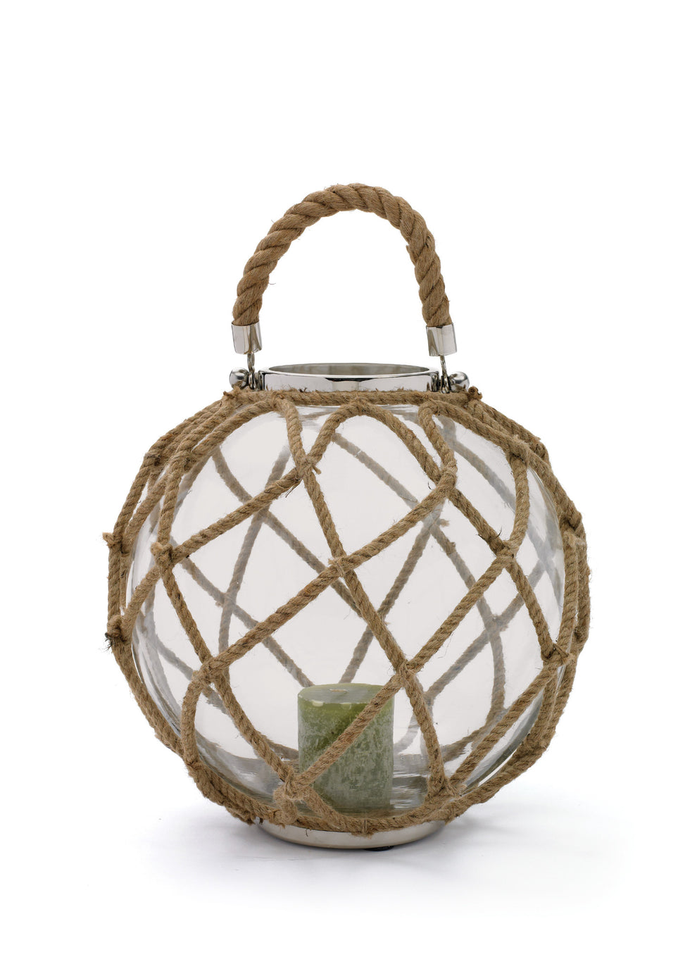 Nautical Glass Buoy Lantern – Rope-Wrapped Coastal Decor – Coast to Home